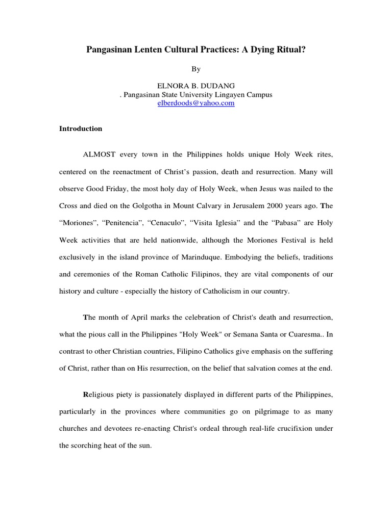 Pangasinan Lenten Cultural Practices | PDF | Lent | Religious Behaviour ...