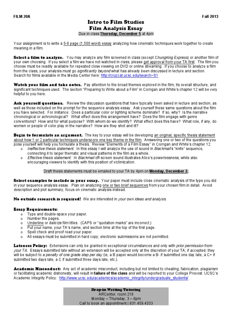 Film Analysis 2 | PDF | Essays | Academic Dishonesty