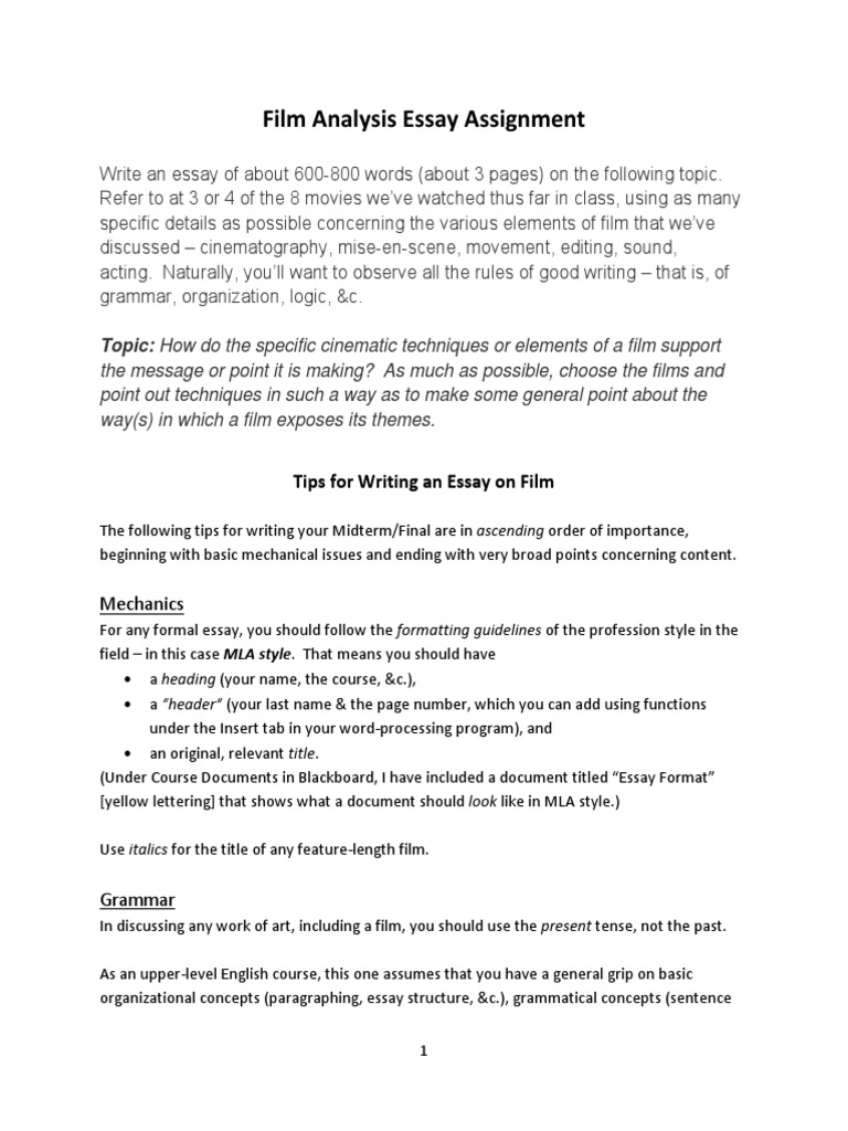 Film Analysis | PDF | Ellipsis | Essays