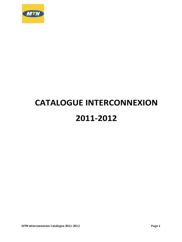 Catalogue D Interconnexion 2011 2012 MTN Congo | PDF | Interopérabilité ...