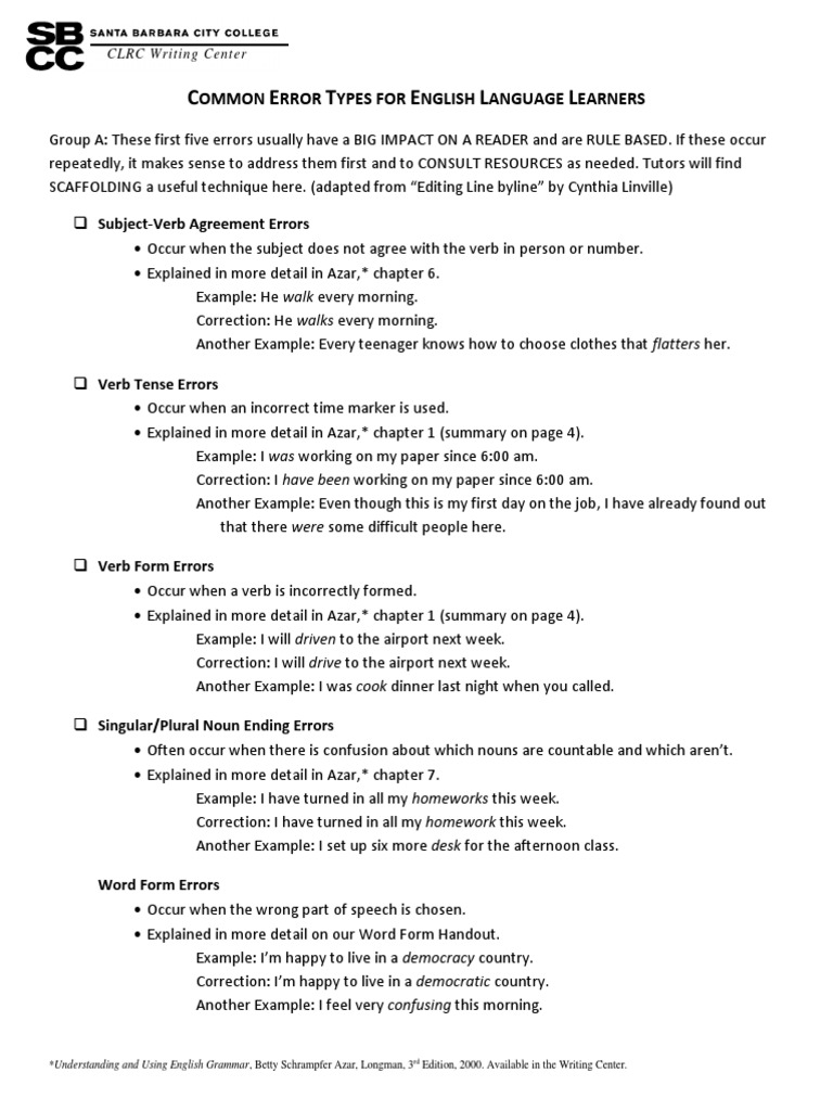 Common English Errors Explained | PDF | Grammatical Number | Verb