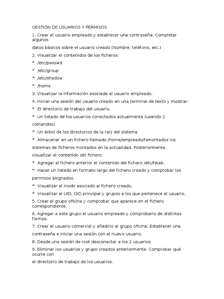 Gestión de Usuarios y Permisos | PDF | Archivo de computadora | Contraseña