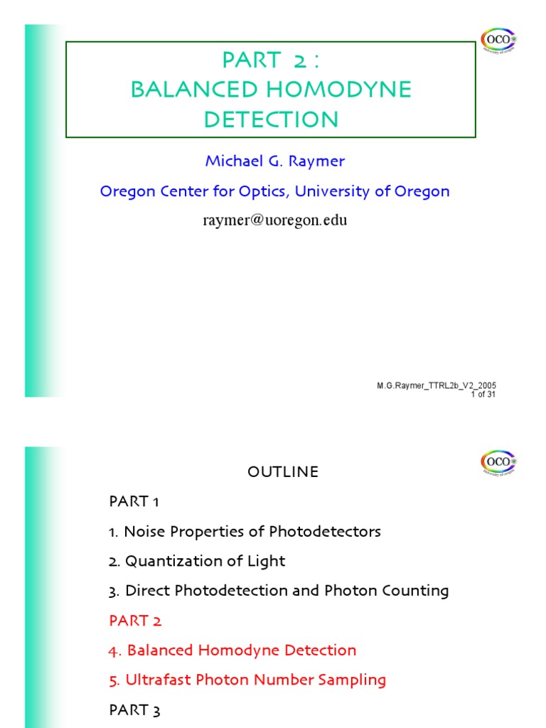 Balanced Homodyne Detector | PDF | Ultrashort Pulse | Coherence (Physics)