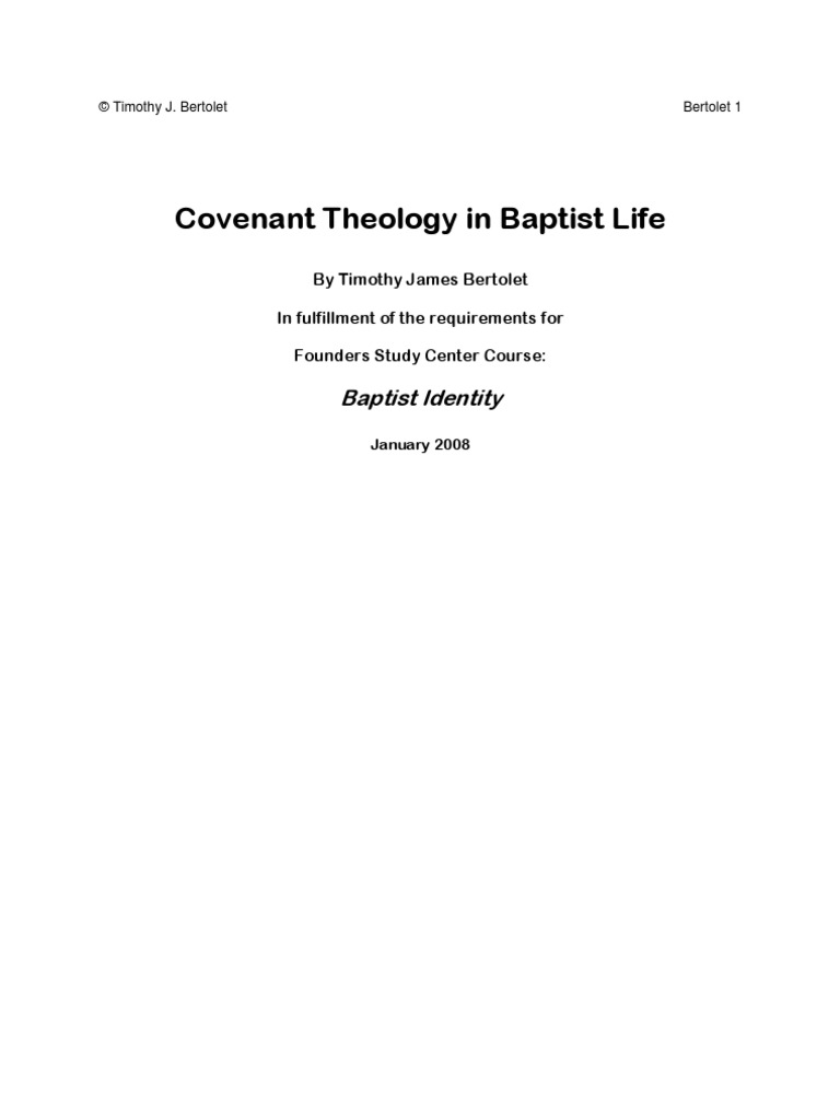 Covenant Theology in Baptist Life | PDF | Covenant Theology | Calvinism