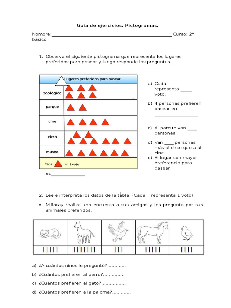Guía de ejercicio pictogramas 2° 2015