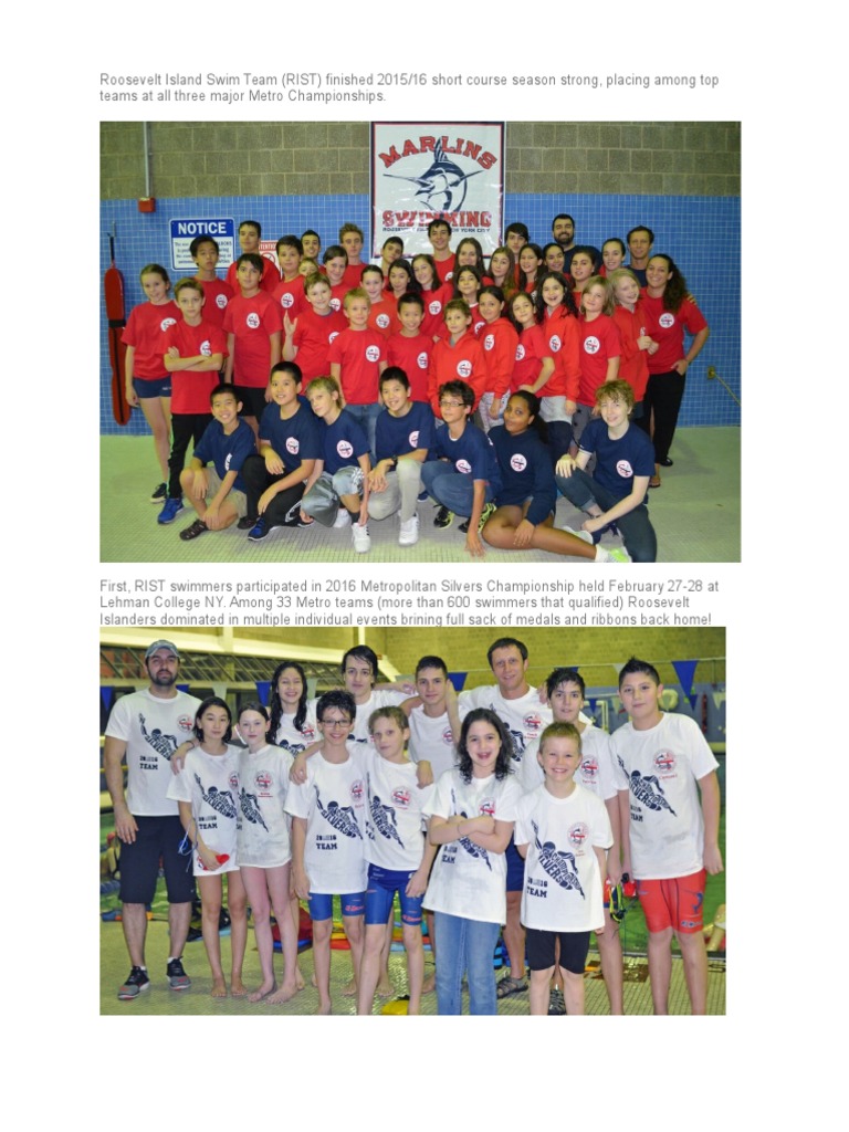 Roosevelt Island Marlins Swim Team Season Update | PDF | Swimming (Sport) | Racing