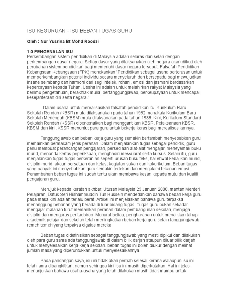 Beban Tugas Guru | PDF