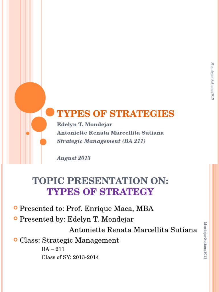 Types of Strategies | PDF | Diversification (Finance) | Strategic ...