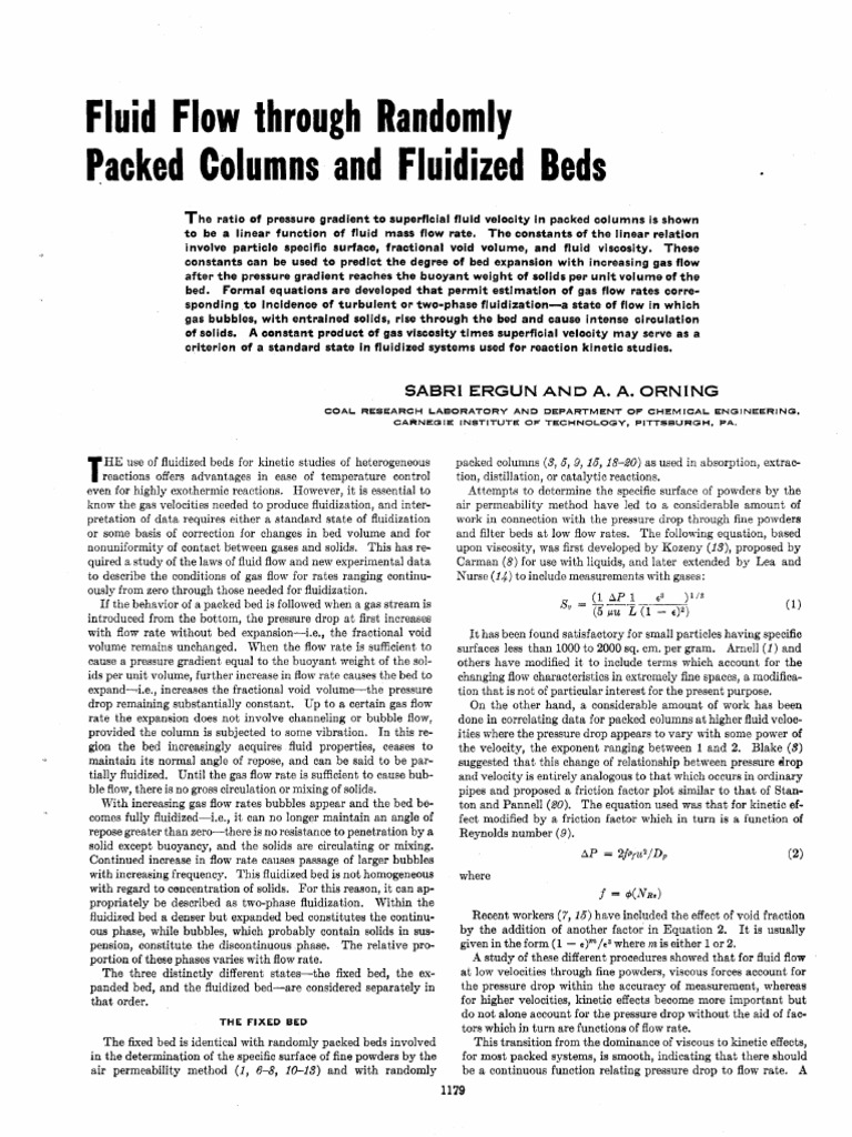 Fluid Flow in Packed Columns and Beds | PDF | Gases | Density