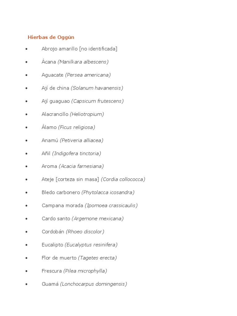 Hierbas de Oggun | PDF | Hogar, jardinería y bricolaje