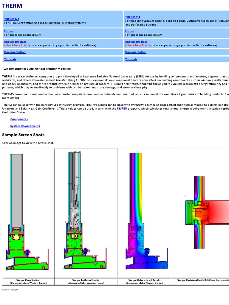 THERM: 2D Heat Transfer Modeling Tool | PDF