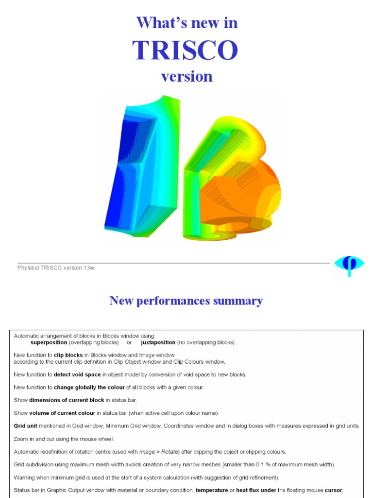 TRISCO Version 13 Announcement | 3 D Modeling | Heat Transfer