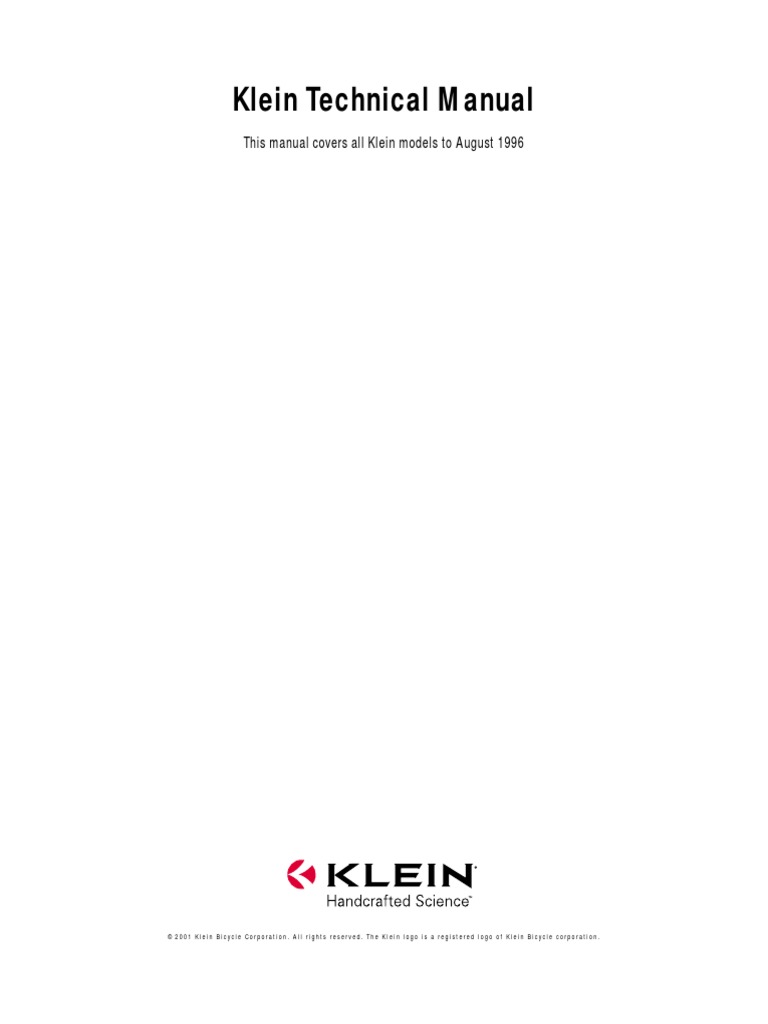 Klein Technical Manual | PDF | Screw | Wheeled Vehicles