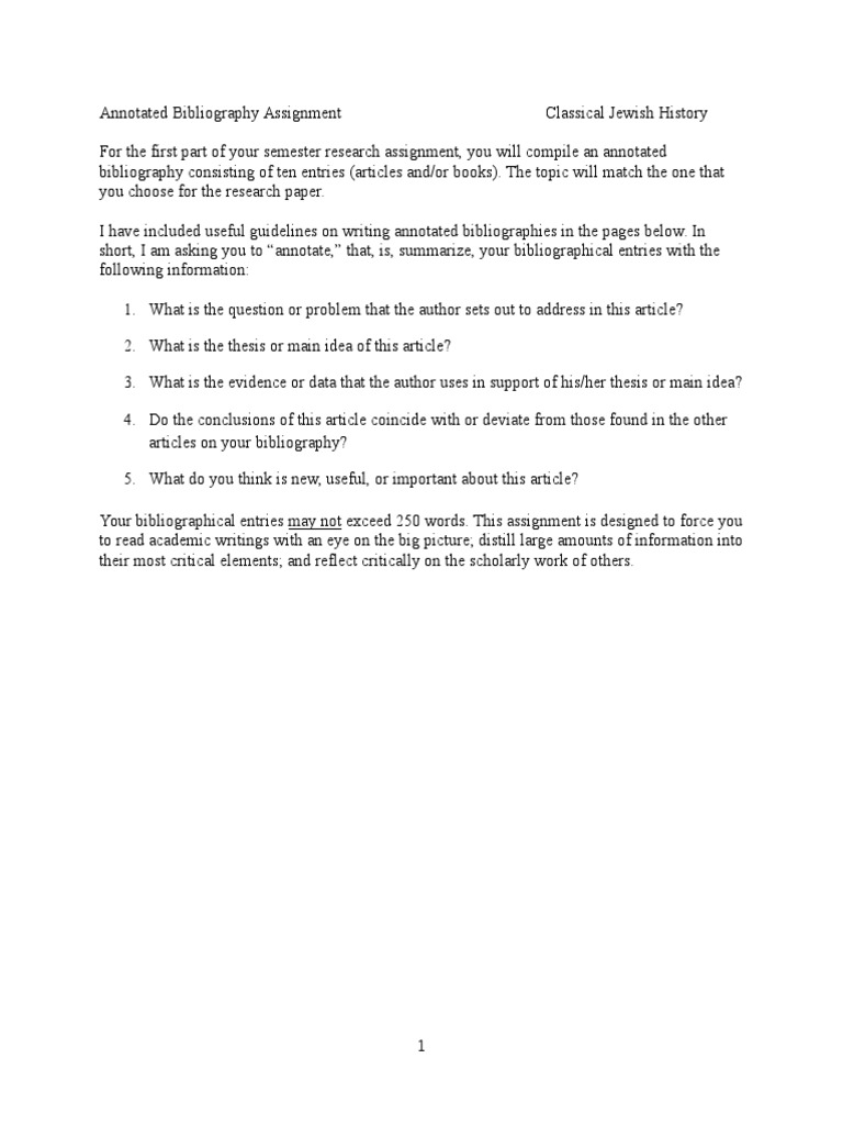 Annotated Bibliography Guidelines | PDF | Citation | Bibliography