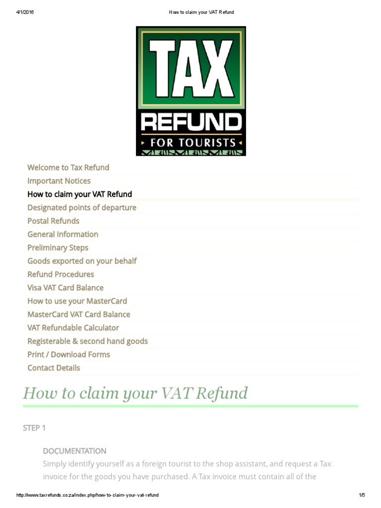 How To Claim Your VAT Refund | PDF | Value Added Tax | Visa Inc.
