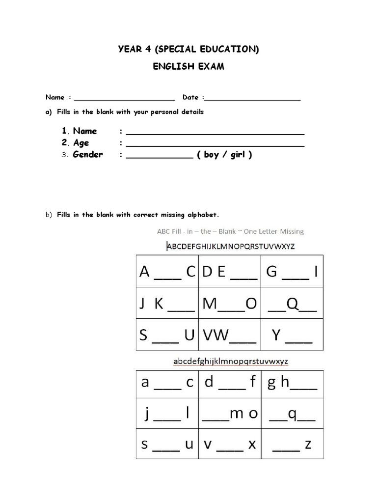 YEAR 1 English Worksheet | PDF