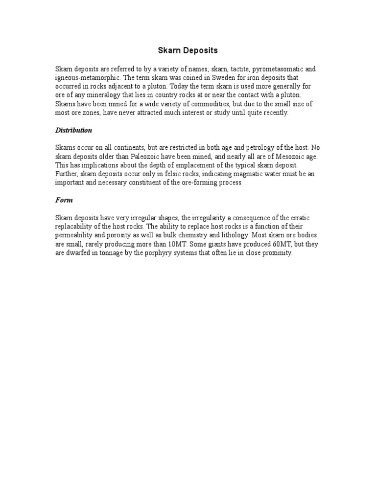 Skarn Deposits | PDF | Rock (Geology) | Minerals