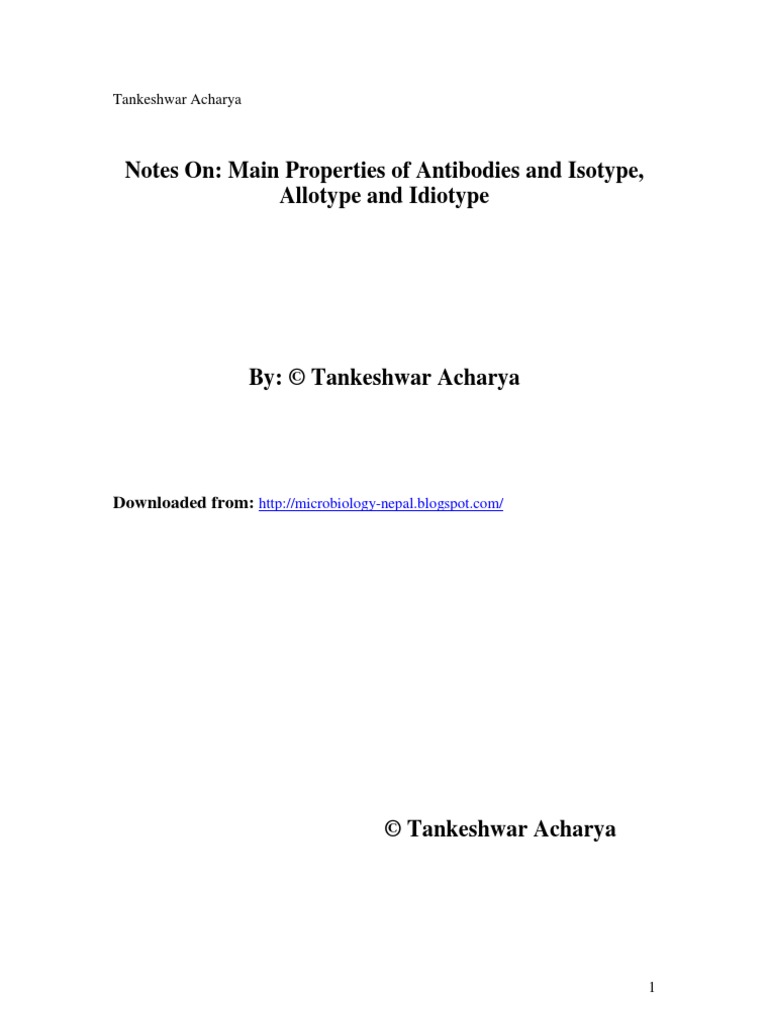 Notes On Antibodies Properties | PDF | Antibody | Immunoglobulin G