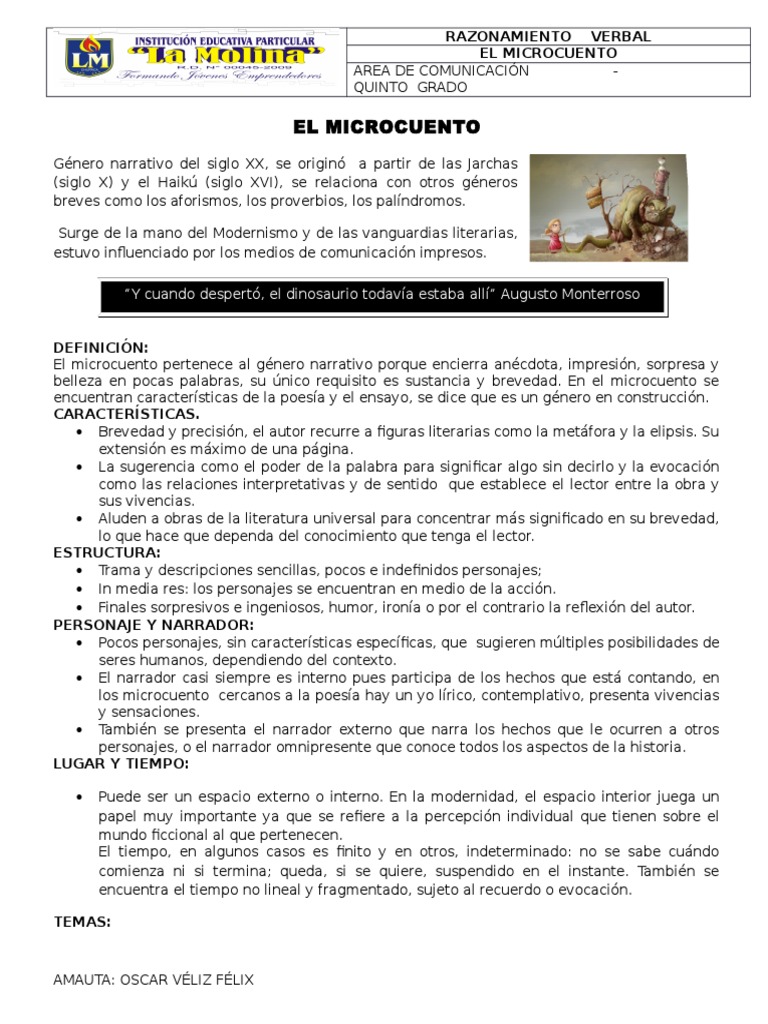 El Microcuento - 5° Grado | PDF | Narración | Science