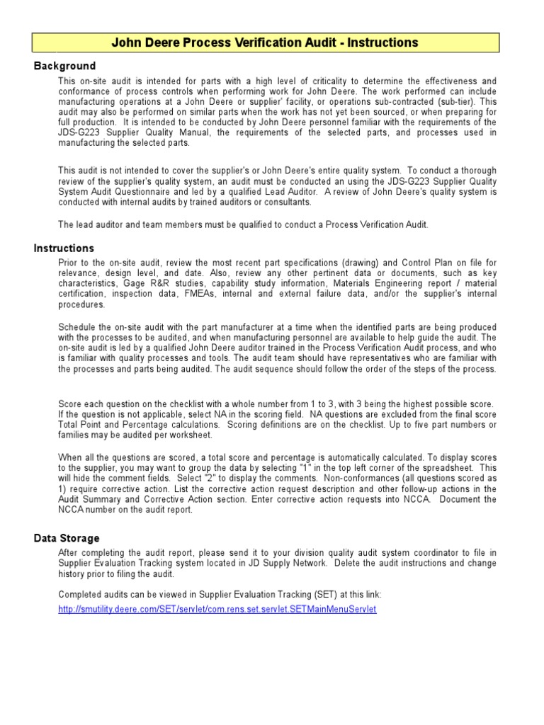 Process Verification Audit Checklist | PDF | Email | Quality (Business)