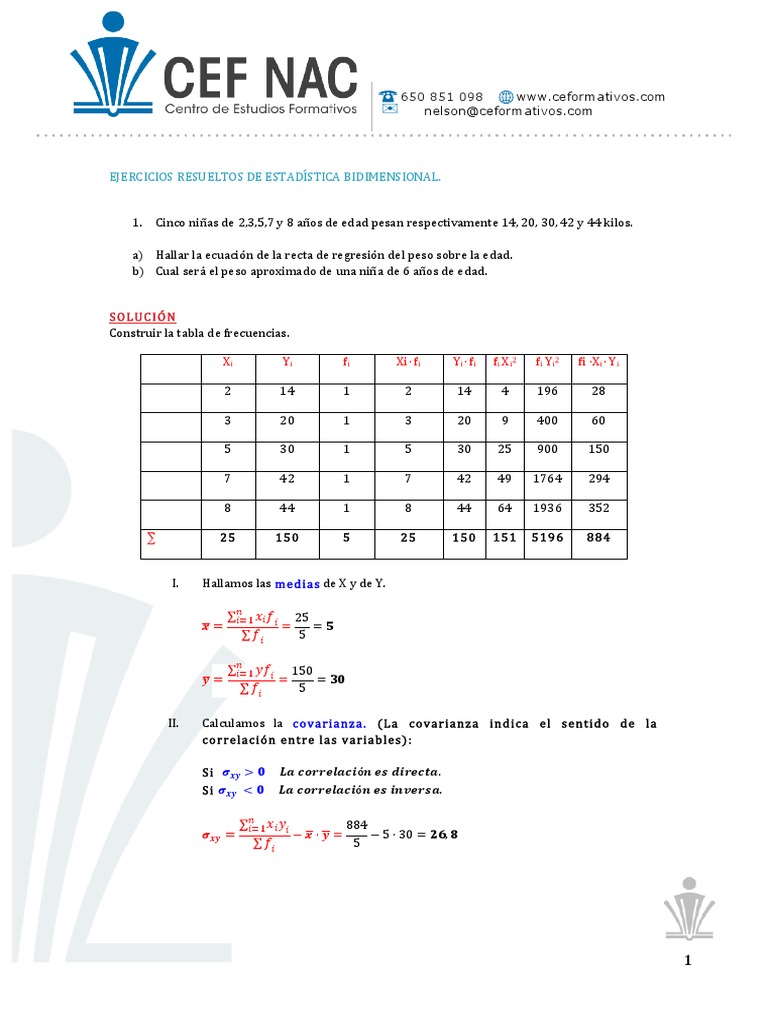 Ejercicios Resueltos de Estadística | PDF | Covarianza | Correlación y dependencia