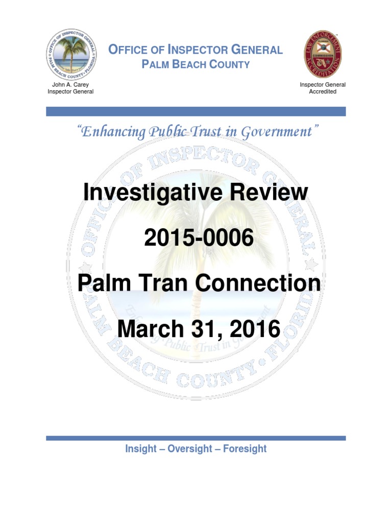 Investigative Review 2015-0006 Palm Tran Connection | PDF | Virtual ...