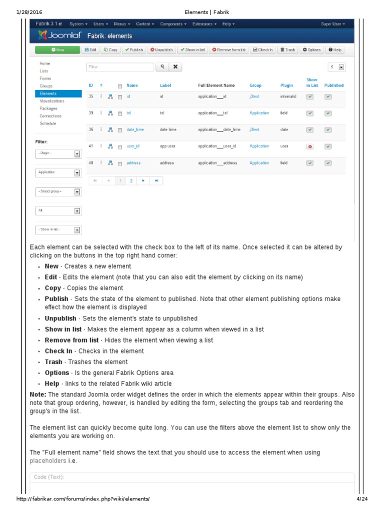Fabrik Element Settings Guide | PDF | Median | Java Script