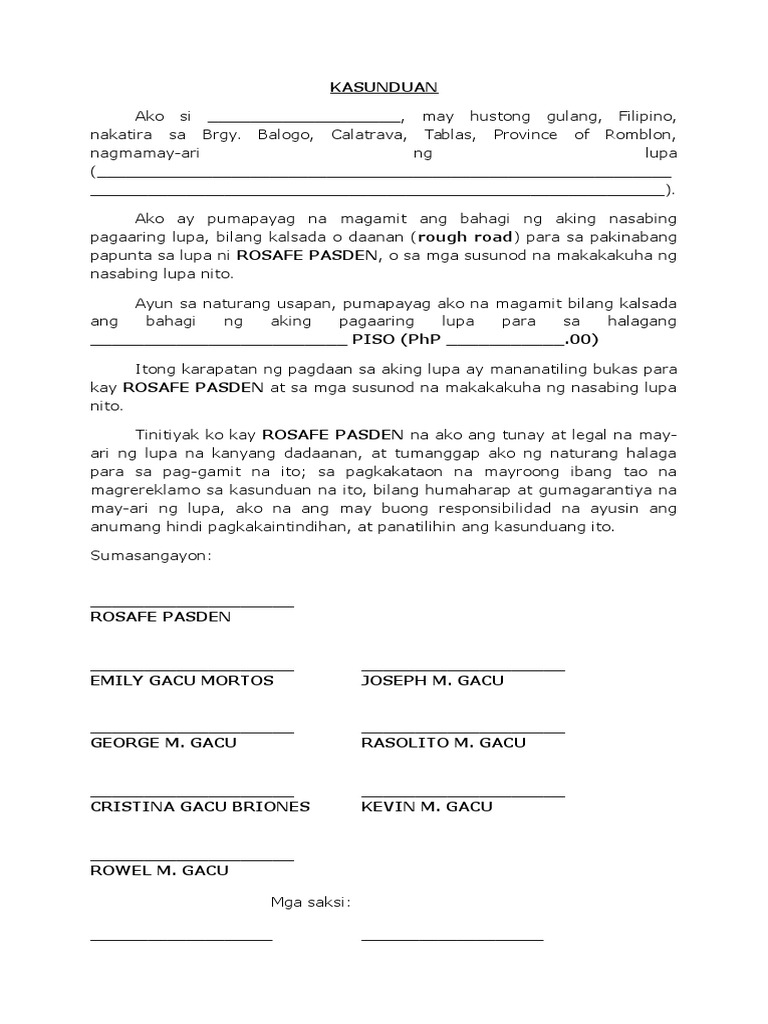 KASUNDUAN (Right of Way) JOHNNY GACU | PDF