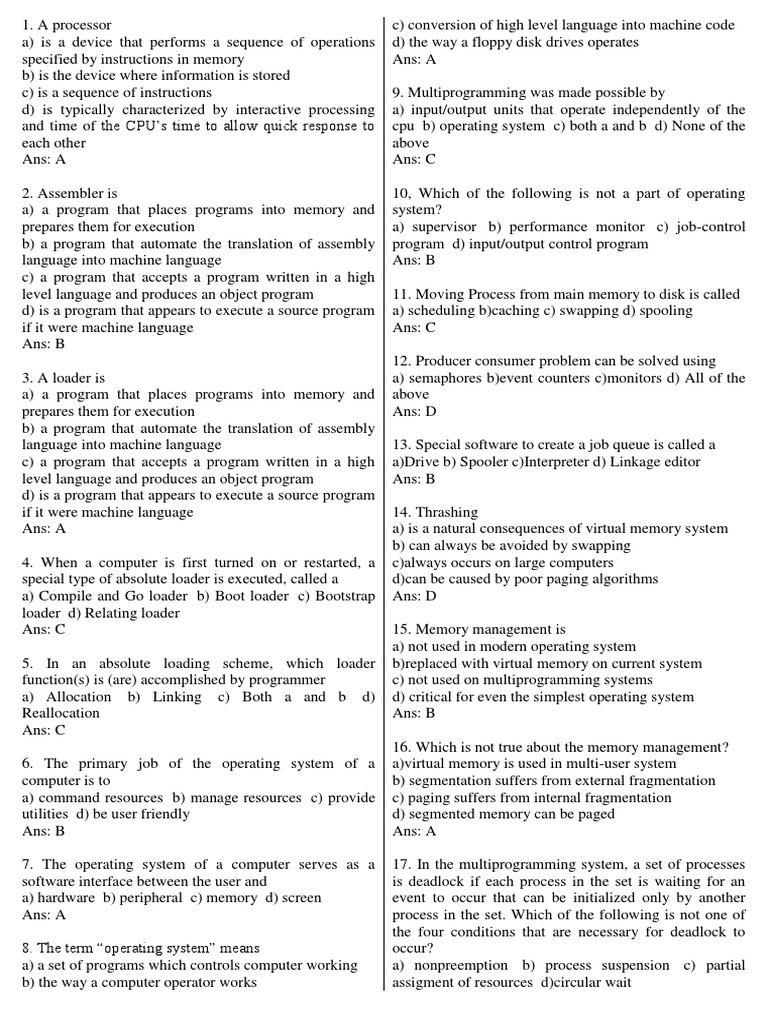 Computer Objectives Questions and Answers | PDF | Computer Program ...