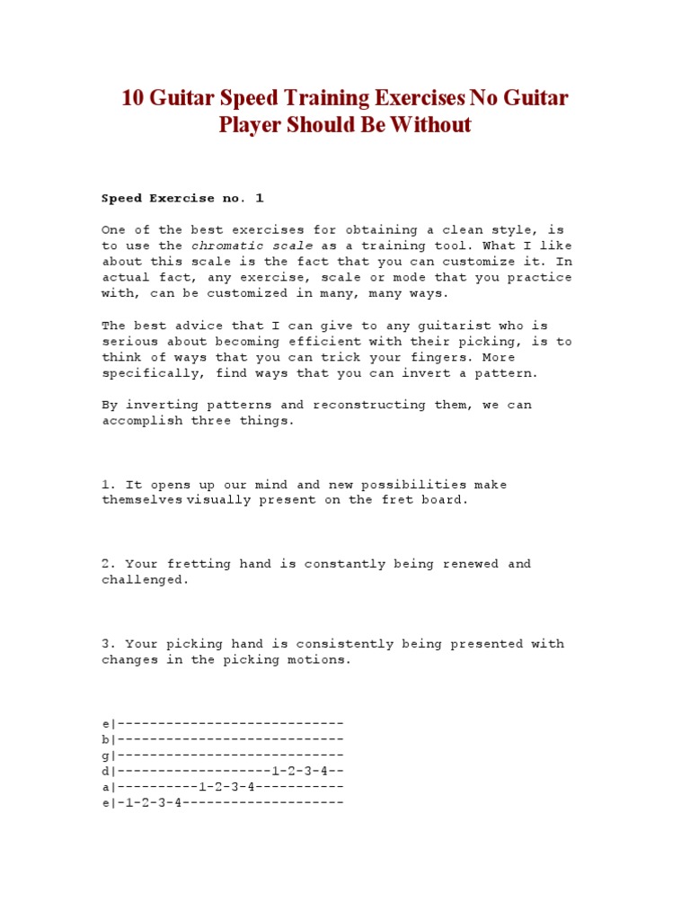 Essential Guitar Speed Exercises | PDF | Self-Improvement