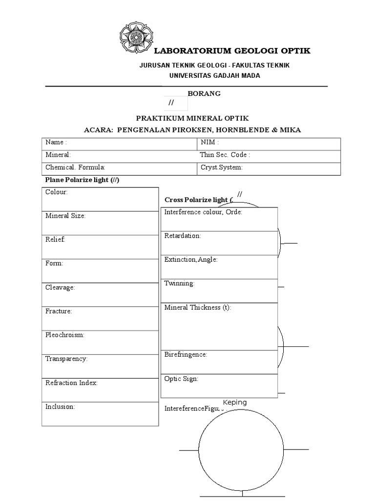 Laboratorium Geologi Optik: Borang | PDF | Science & Mathematics | Technology & Engineering