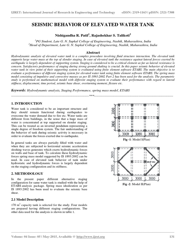 Seismic Behaviour of Elevated Water Tank | Seismology | Finite Element ...
