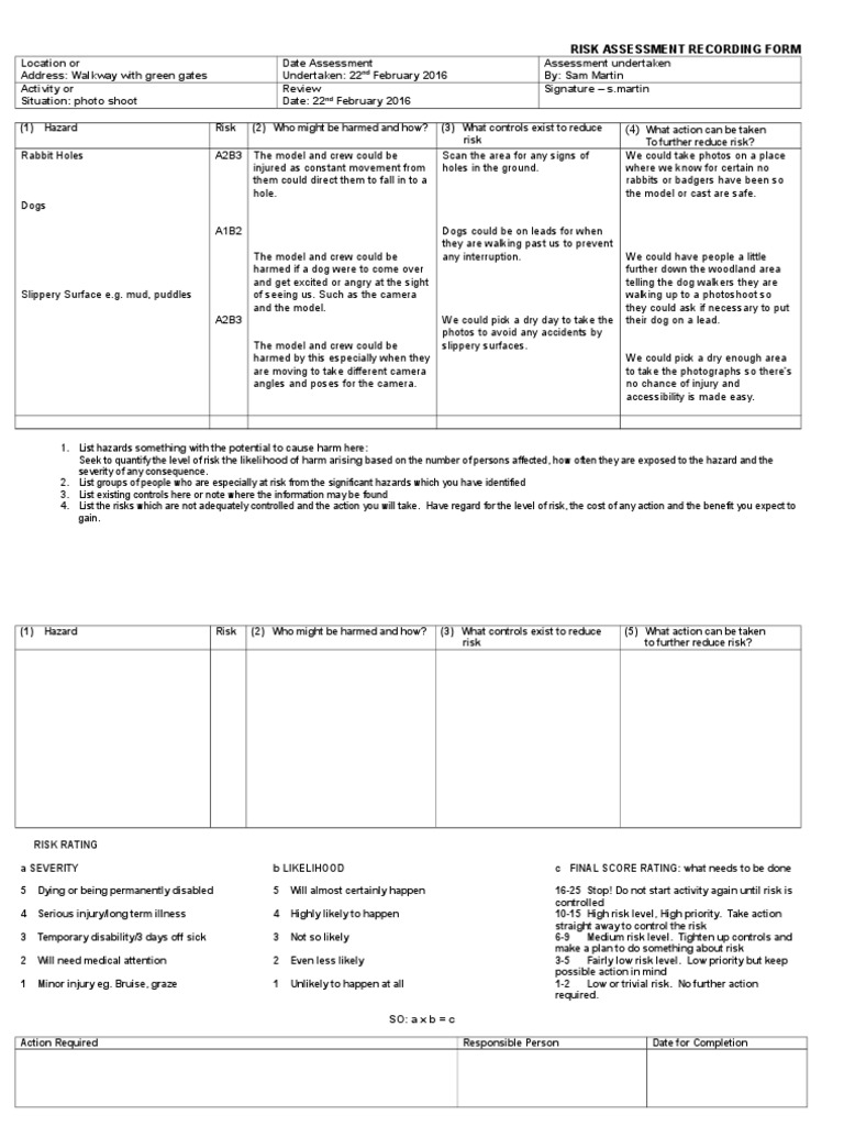 Risk Assessment Field | PDF | Hazards | Risk