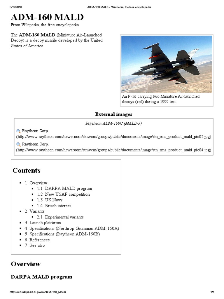 ADM-160 MALD - Wikipedia, The Free Encyclopedia | PDF | Aeronautics ...