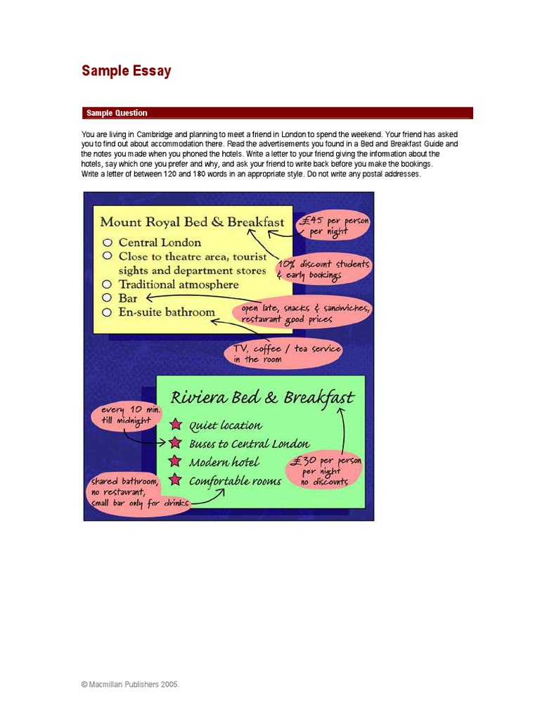 FCE Paper Part 1 - Sample Essay 1 | PDF | Bed And Breakfast | Style ...