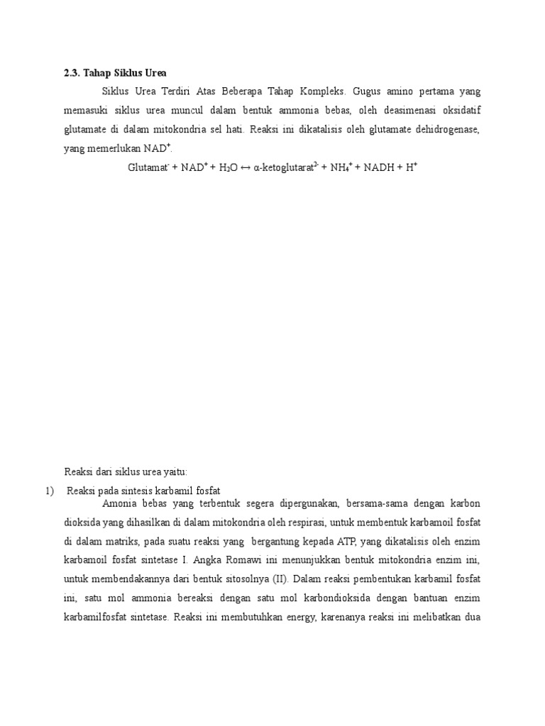 Tahap Siklus Urea | PDF