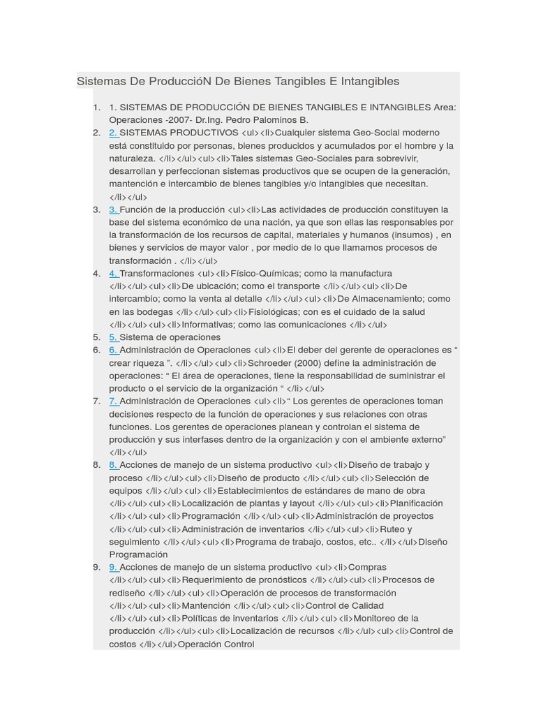 Sistemas de ProduccióN de Bienes Tangibles E Intangibles | PDF | Negocios