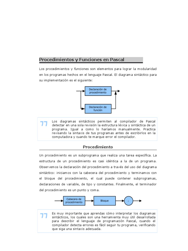 Procedimientos y Funciones en Pascal | PDF | Compilador | Programa de ... Procedimientos y Funciones en Pascal | PDF | Compilador | Programa de ...