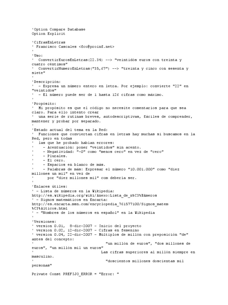 Conversión de Números a Letras | PDF | Básico | Notación Matemática