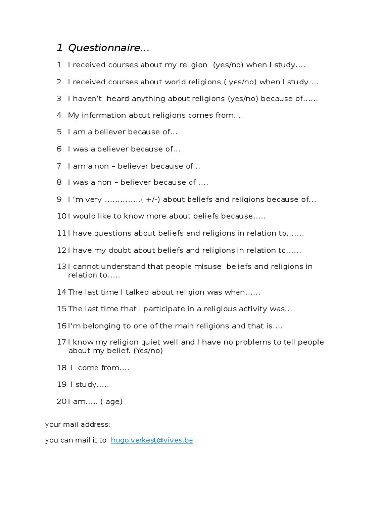 Religion and Belief Survey | PDF | Religion & Spirituality