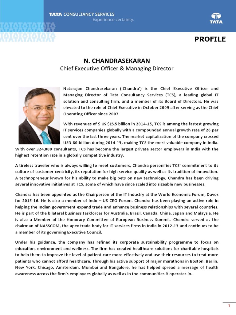Profile: Chief Executive Officer & Managing Director | PDF | Business ...