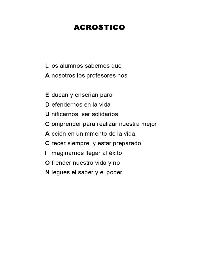 Acrostico La Educación | PDF