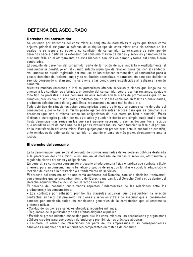 Defensa Del Asegurado | PDF | Protección al Consumidor | Seguro