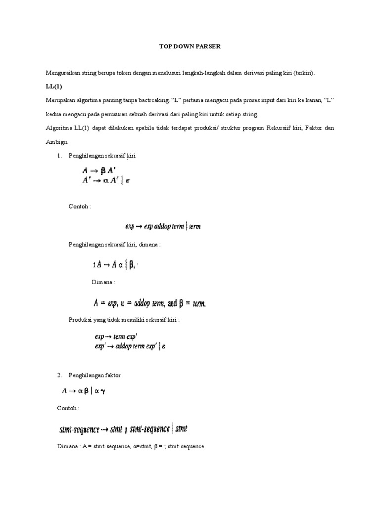 Panduan Lengkap Top Down Parser LL(1) | PDF