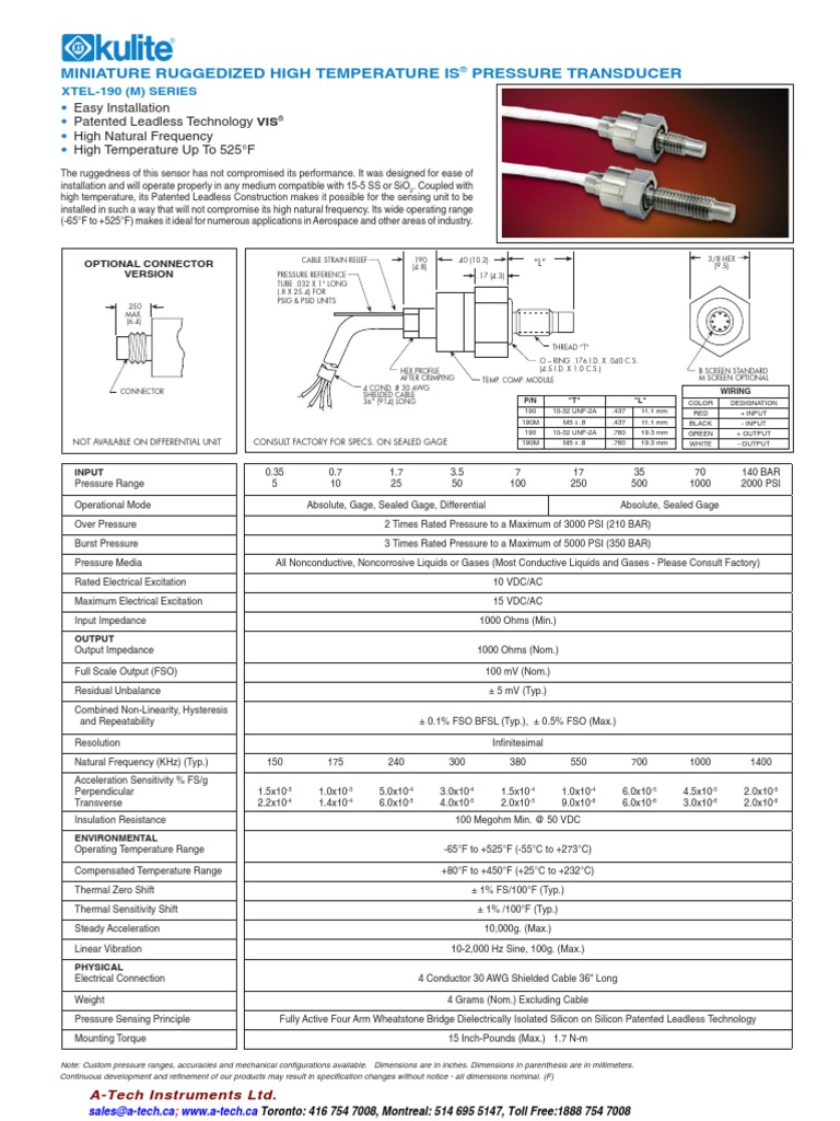 KULITE XTEL-190 - ATI-1 (Fuel Partial Pressure Sensor) | PDF ...