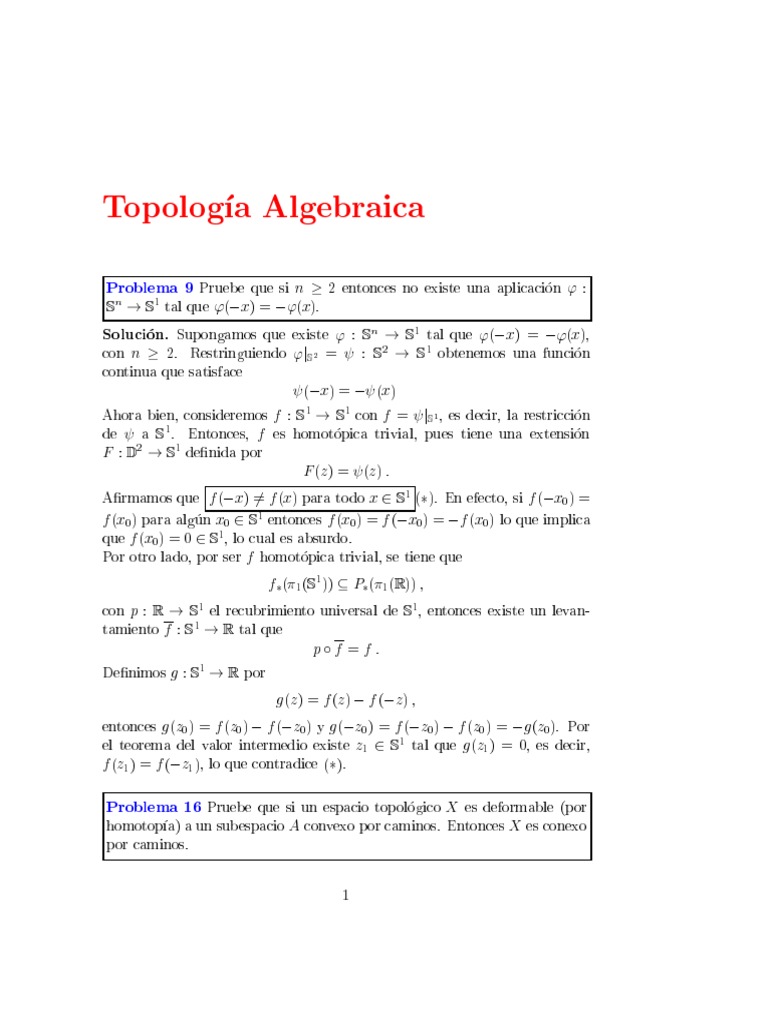 Problemas Resueltos de Topología | PDF | Álgebra | Funciones y mapeos