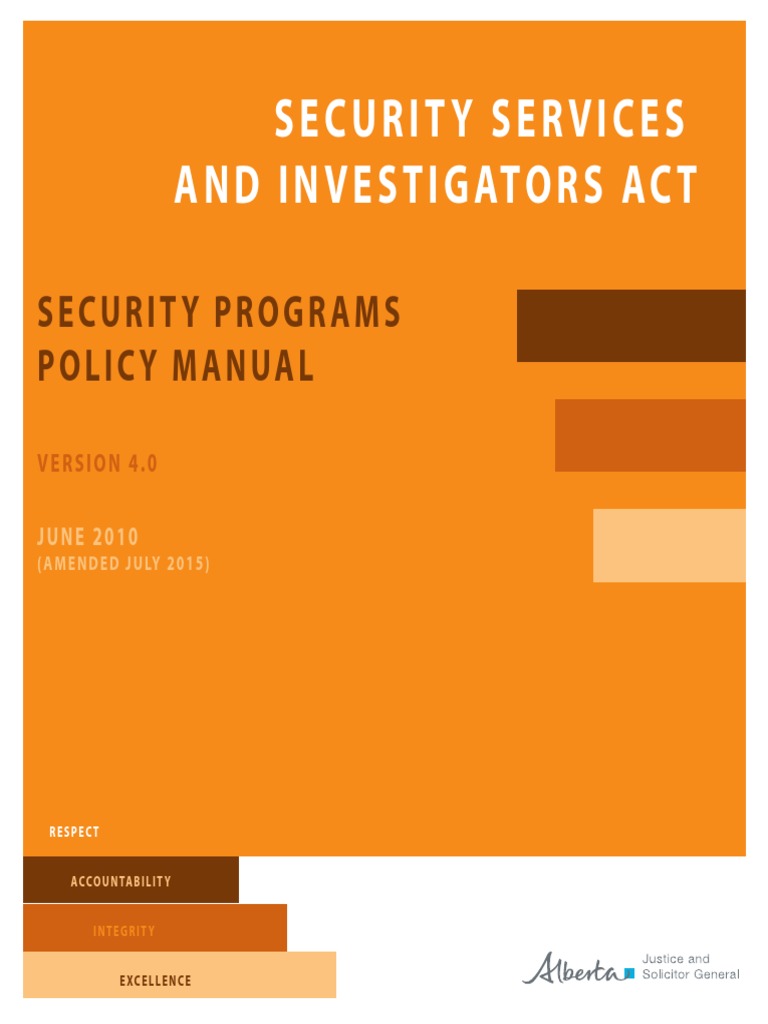 Alberta Security Services and Investigators Act - Policy Manual 4 0 ...