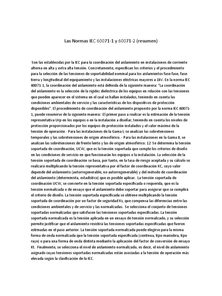 Las Normas IEC 60071-1 y 60071-2 | PDF | Aislador (Electricidad) | voltaje