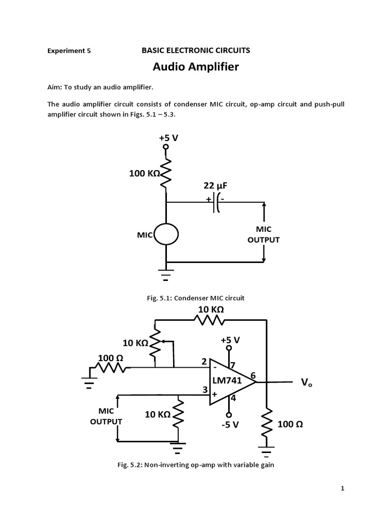 Exp05 BEC Audio Amplifier | PDF | Operational Amplifier | Amplifier