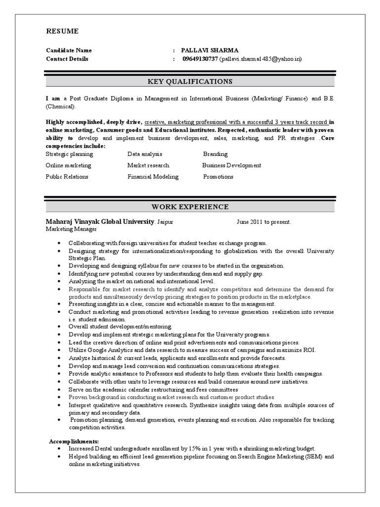 Resume: Maharaj Vinayak Global University | PDF | Search Engine ...